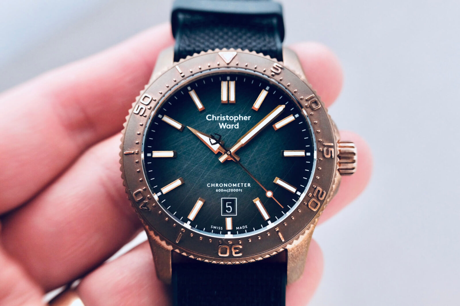Christopher Ward C60 Bronze Ombré Green COSC LE Review - Watch Clicker